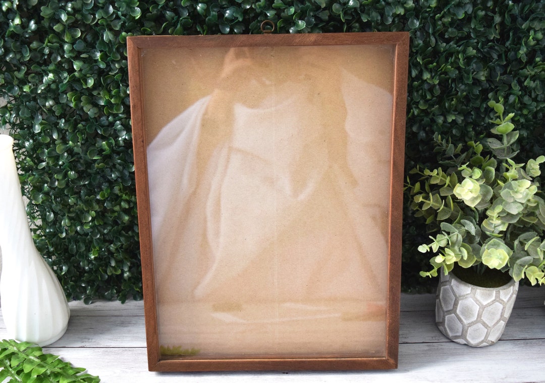 Vintage Empty Wooden Frame Shadow Box With Glass Cover 12x9 for Collage ...