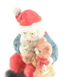 Vintage Santa Claus in Workshop Sewing Teddy Bear Resin Figurine Statue ...