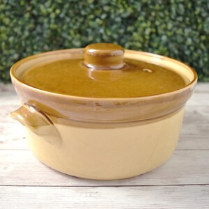 TG Green Ceramic Pottery in Retro Brown Tan Colors, Small Casserole Pot ...