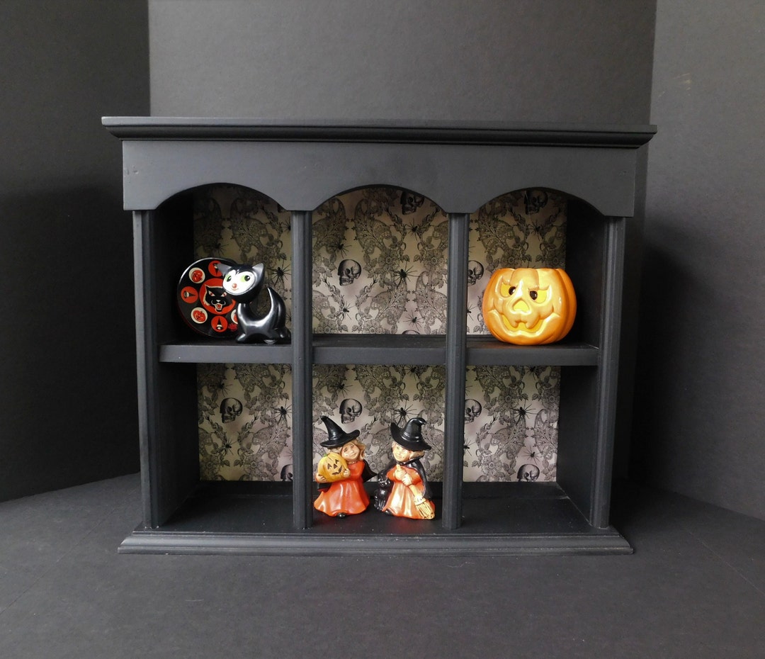 Repurposed Wooden Display Shelves, Goth or Halloween Decor, Hanging or ...