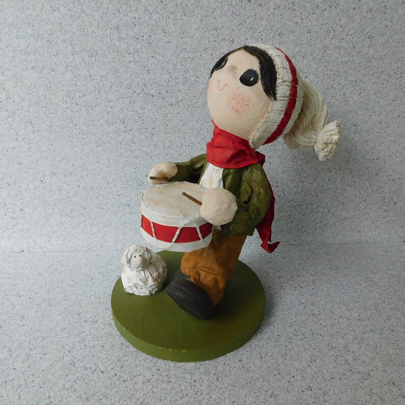 Unique Vintage Paper Mache Drummer Boy With Lamb, 12.5 Inches Tall ...