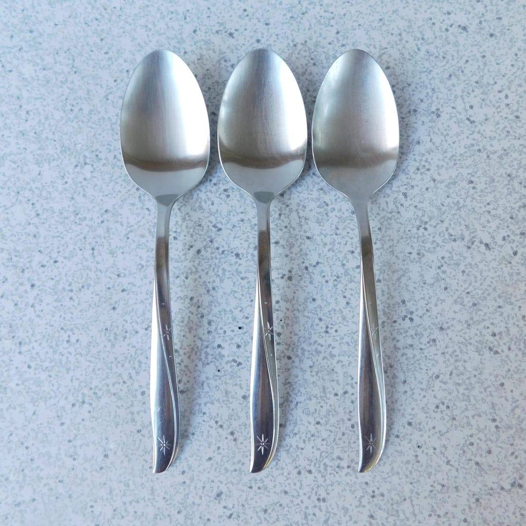 3 Oneida Twin Star Serving Spoons, 8 1/4, Twin Star Stainless ...