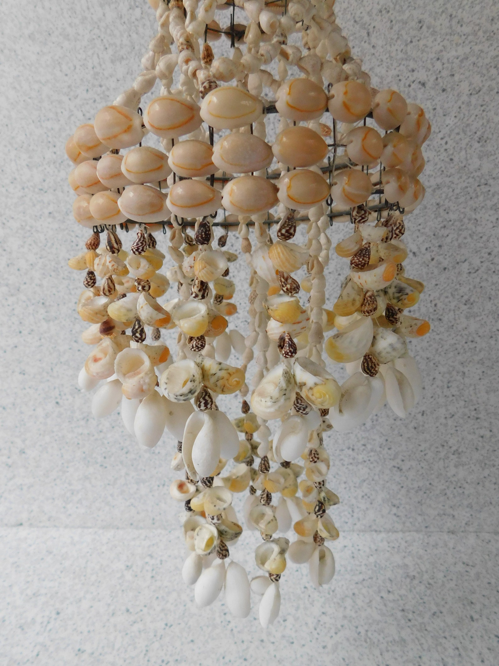 Vintage 13 Inch Seashell Chandelier, Boho Hanging Shell Decor, Chula ...