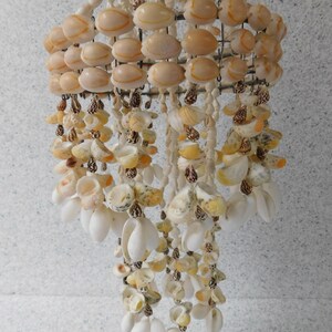 Vintage 13 Inch Seashell Chandelier, Boho Hanging Shell Decor, Chula ...