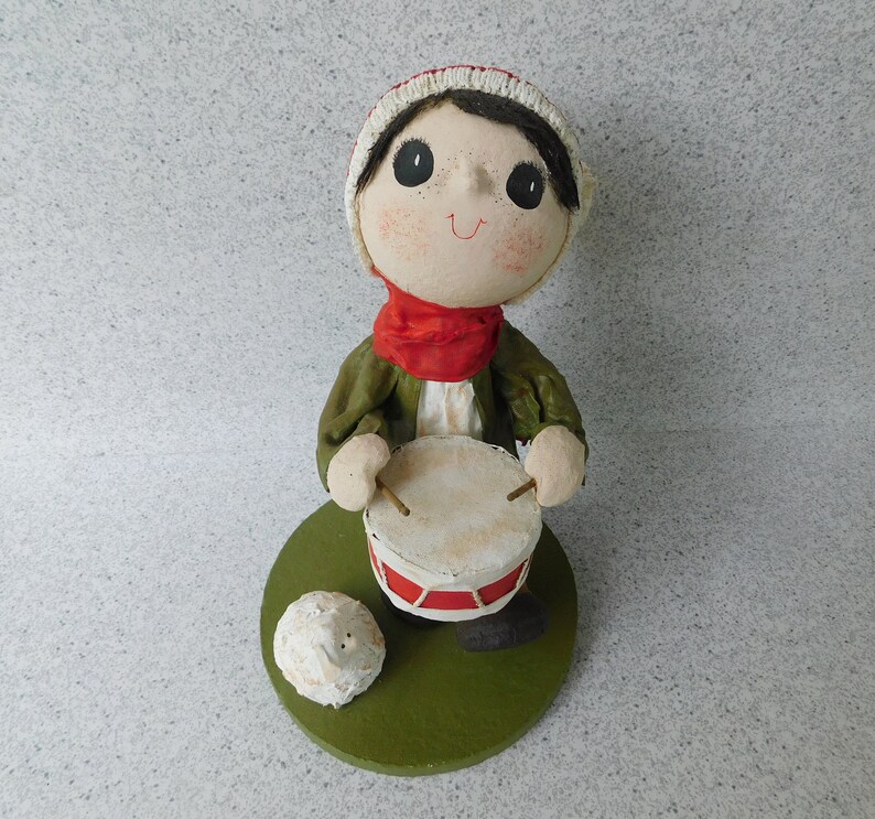 Unique Vintage Paper Mache Drummer Boy With Lamb, 12.5 Inches Tall ...