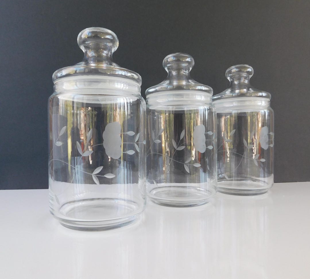 ONE Vintage Princess House Heritage Glass Canister, Clear Glass Jar ...