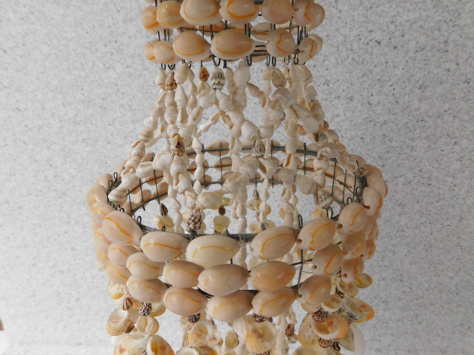 Vintage 13 Inch Seashell Chandelier, Boho Hanging Shell Decor, Chula ...