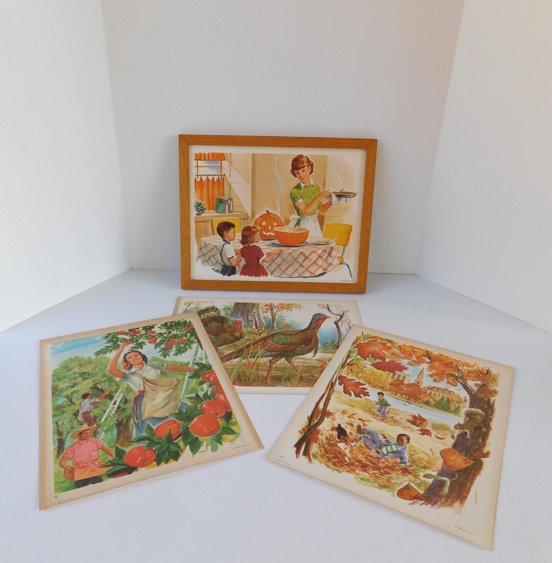 1965 DCC Publishing Teaching Picture School Prints With Display Frame ...