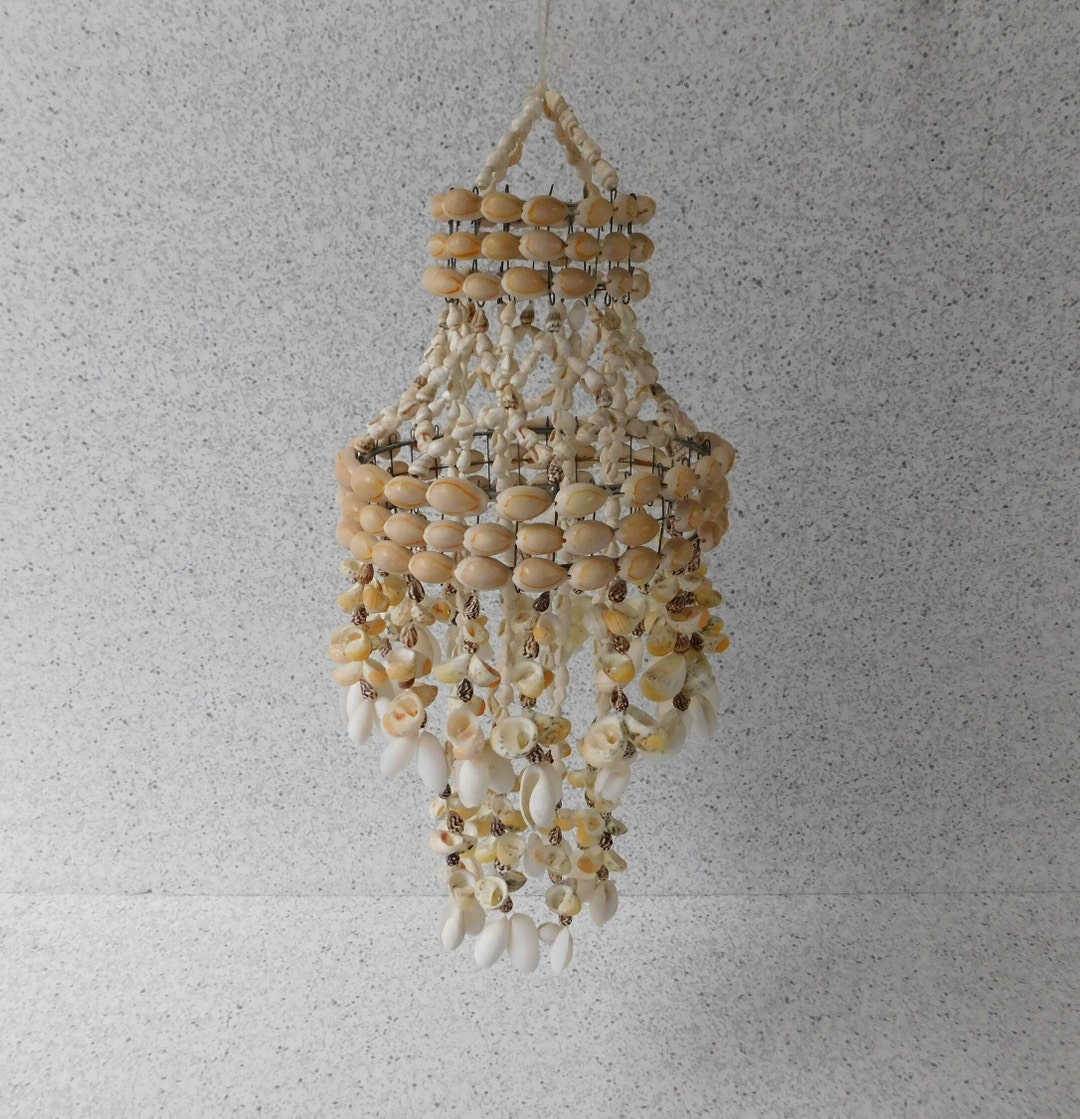 Vintage 13 Inch Seashell Chandelier, Boho Hanging Shell Decor, Chula ...