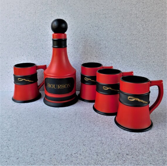 Vintage Lego Bourbon Set Bourbon Decanter with 4 Large Mugs - Etsy.de