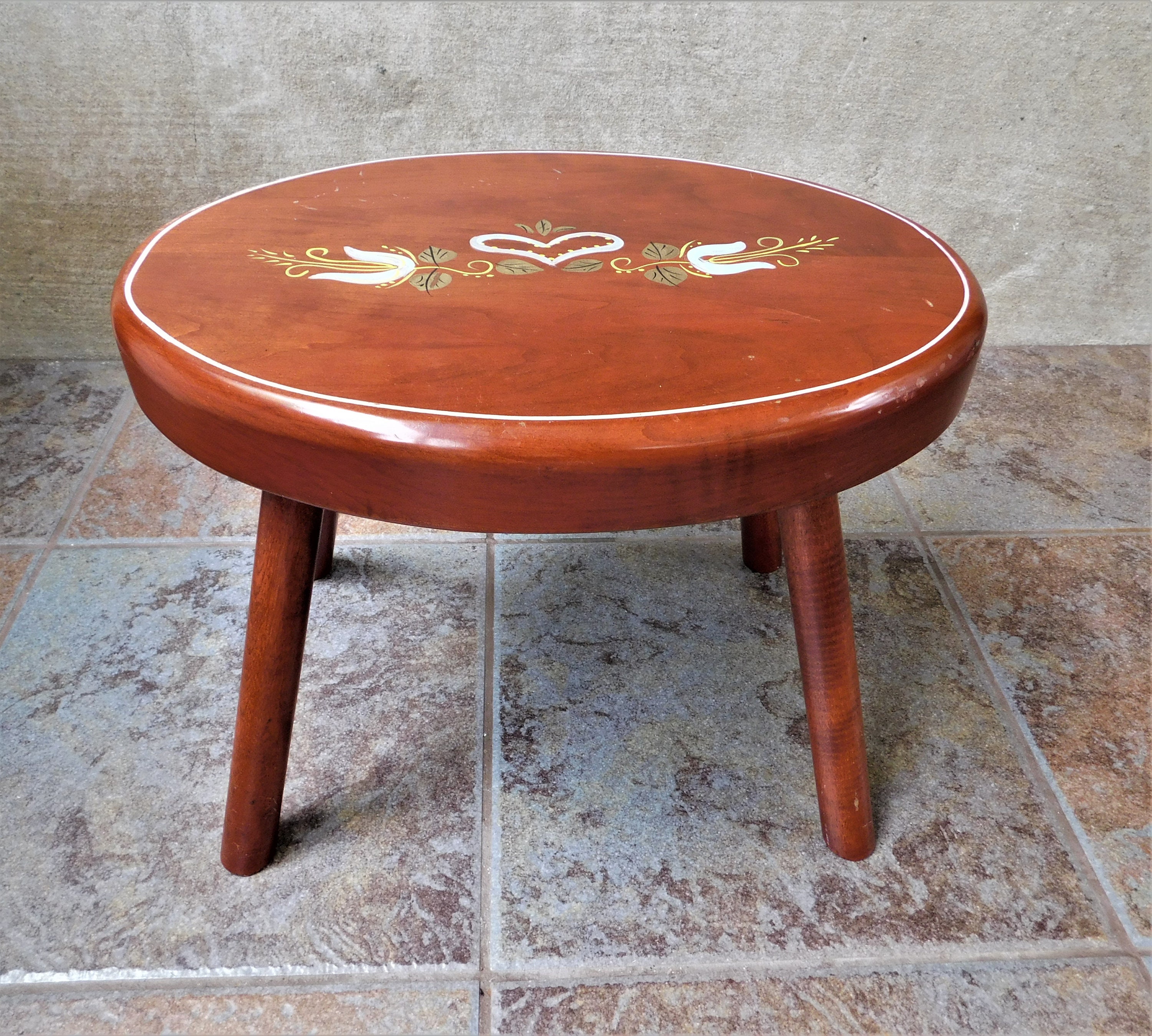 Vintage Tole Painted Wooden Stool from Horning Chair Shop | Etsy