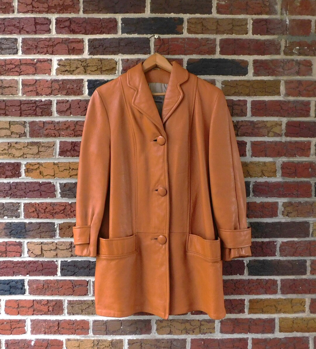 Vintage Milfur Deerskin Leather Coat, Leather Peacoat, 3 Buttons, No ...