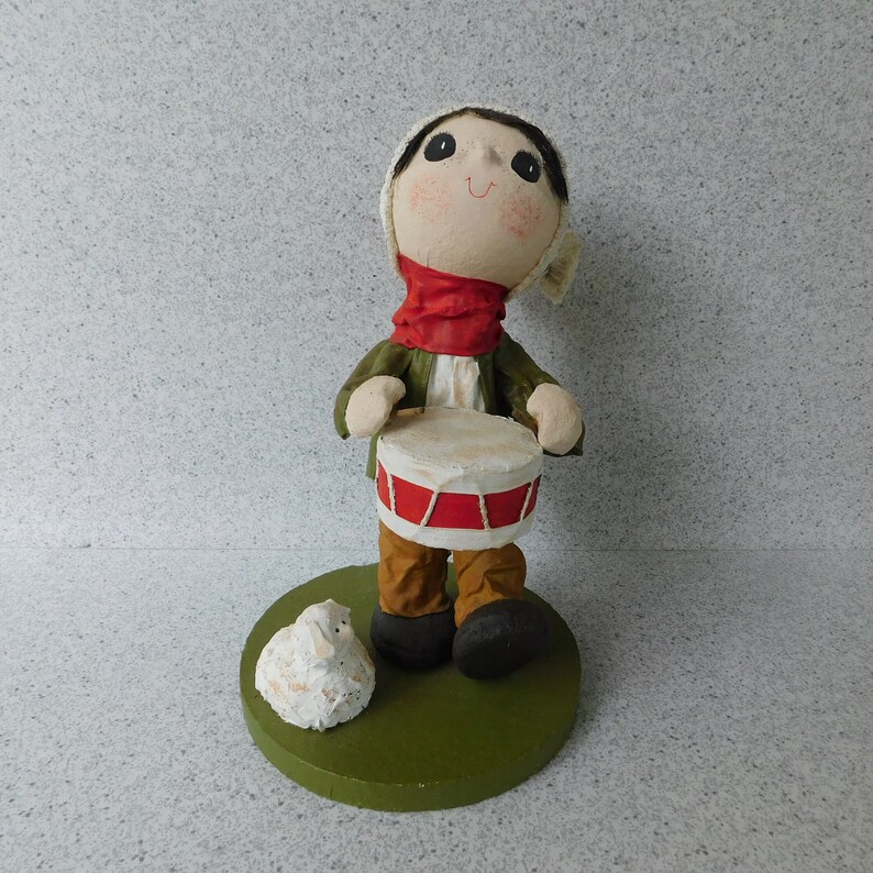 Unique Vintage Paper Mache Drummer Boy With Lamb, 12.5 Inches Tall ...