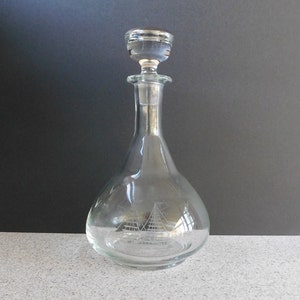 Vintage Etched Glass Ship Decanter, Ship Captain's Alcohol Decanter ...