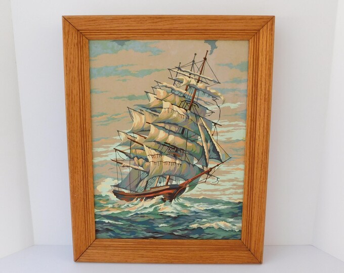 Framed 1957 Craftint Clipper Ship Paint by Number, Nautical PBN - Etsy