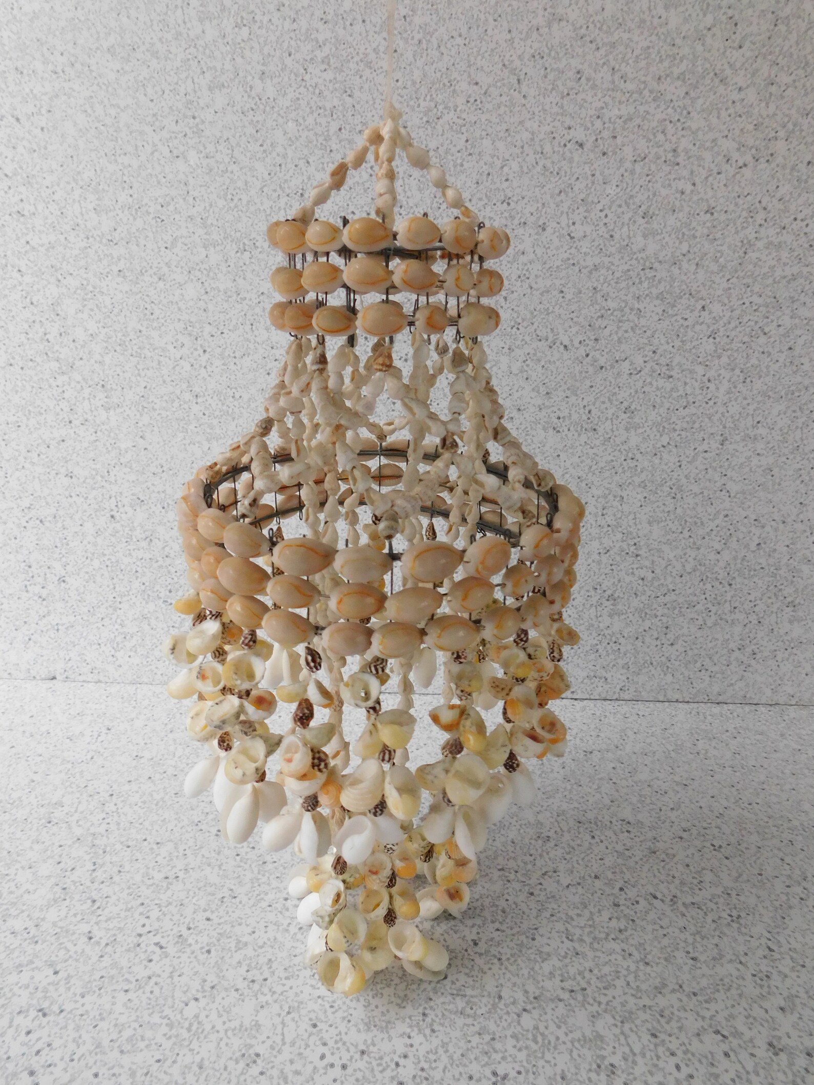 Vintage 13 Inch Seashell Chandelier, Boho Hanging Shell Decor, Chula ...