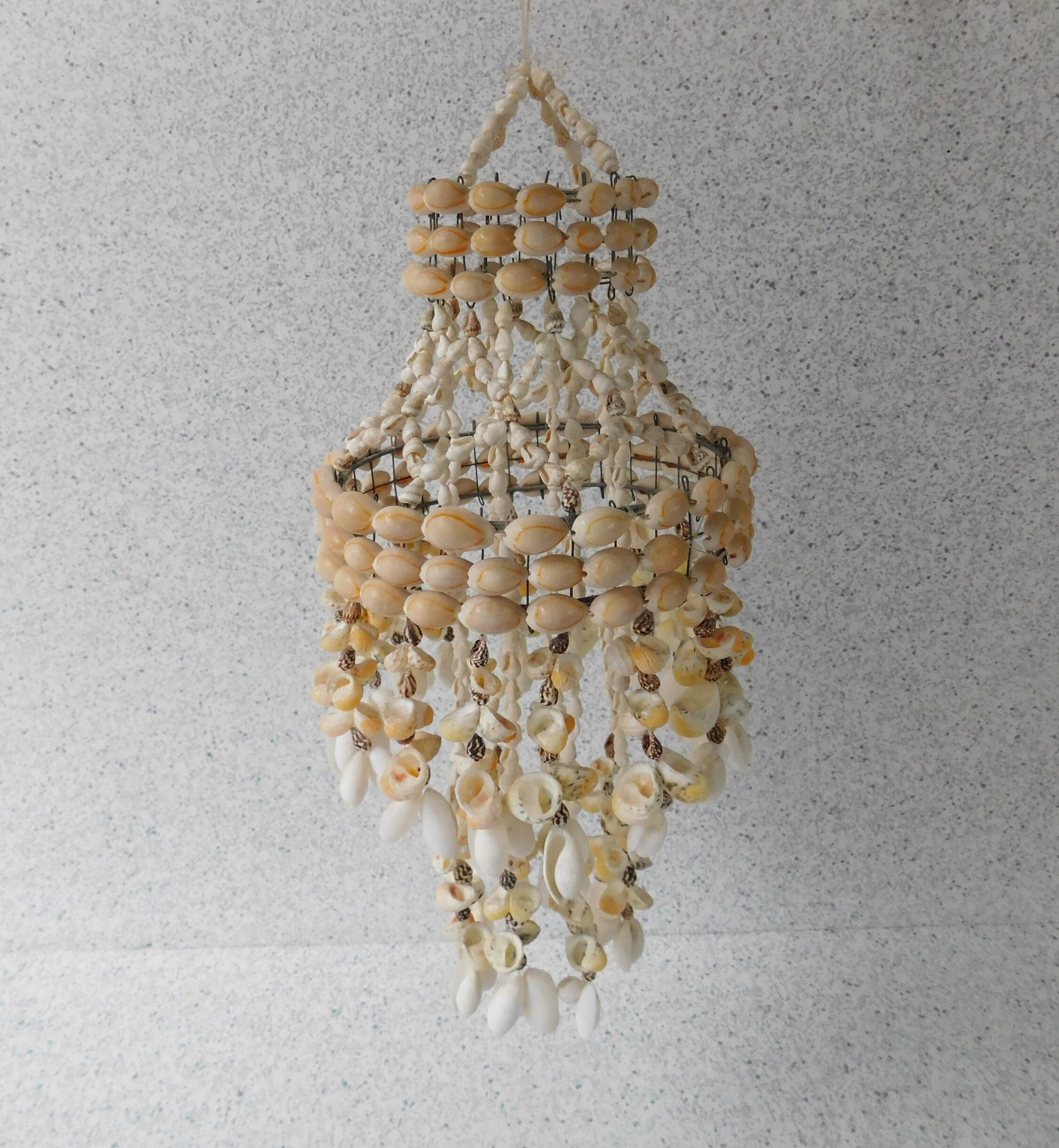 Vintage 13 Inch Seashell Chandelier, Boho Hanging Shell Decor, Chula ...