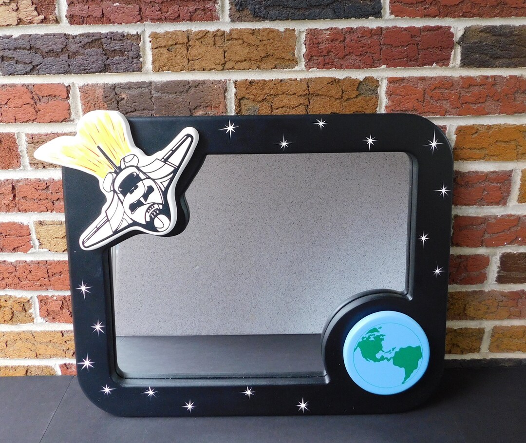 Vintage Child's Room Wall Mirror With Space Shuttle and Earth, Space ...
