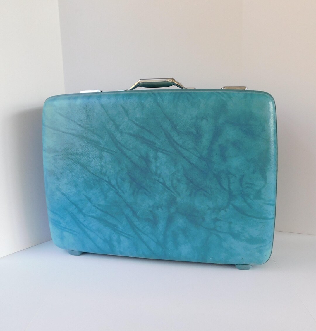 1970s Turquoise Blue Hard Shell American Tourister 26" Suitcase With ...