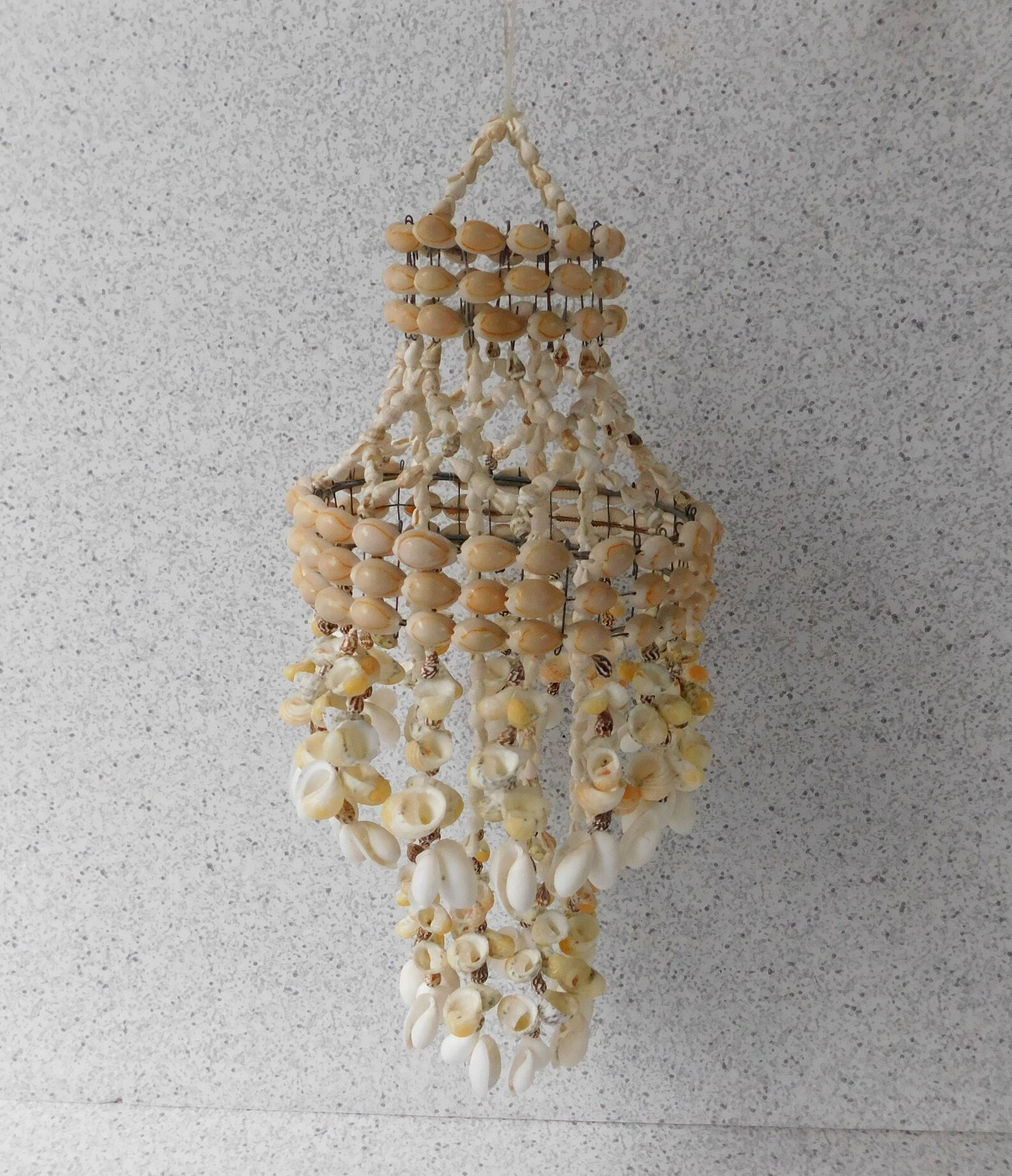 Vintage 13 Inch Seashell Chandelier, Boho Hanging Shell Decor, Chula ...
