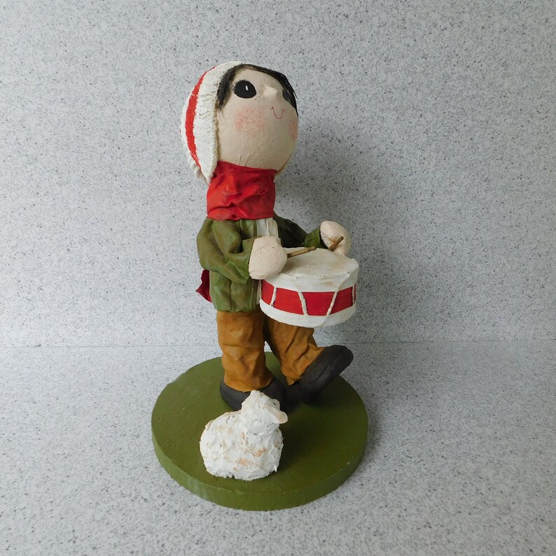Unique Vintage Paper Mache Drummer Boy With Lamb, 12.5 Inches Tall ...