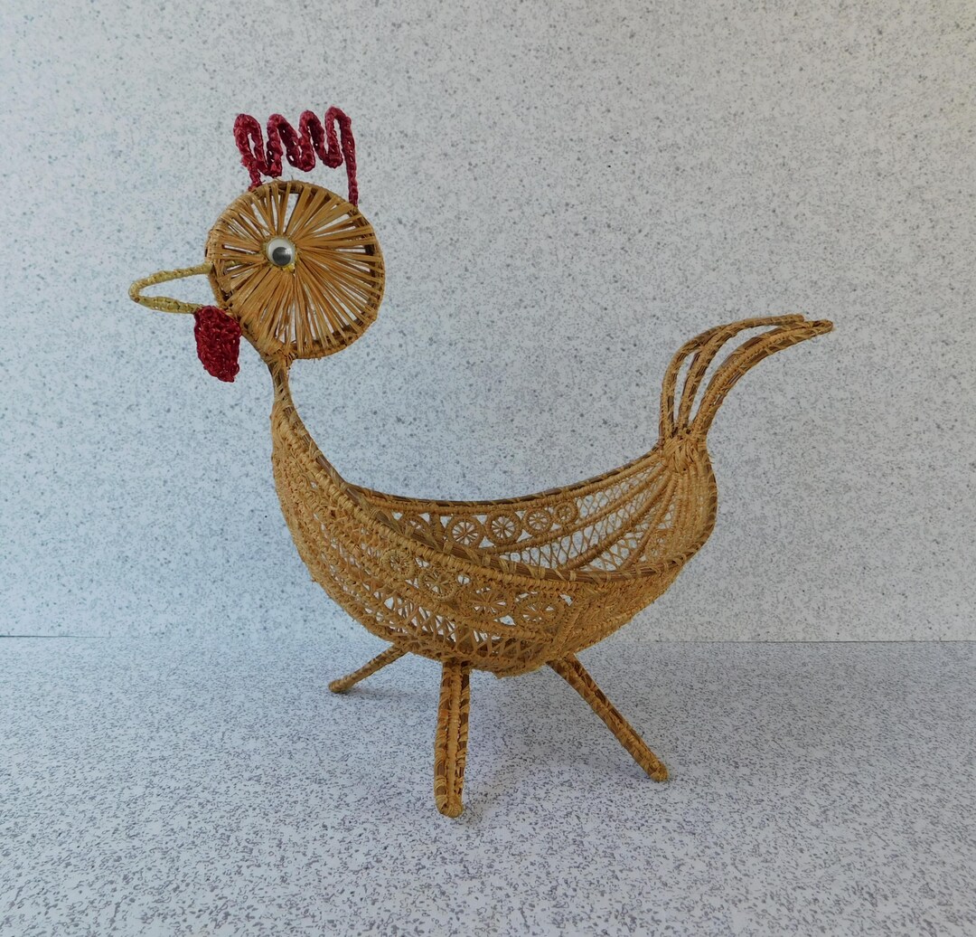 Vintage Rooster Basket, Kitchen Decor, Chicken Basket - Etsy
