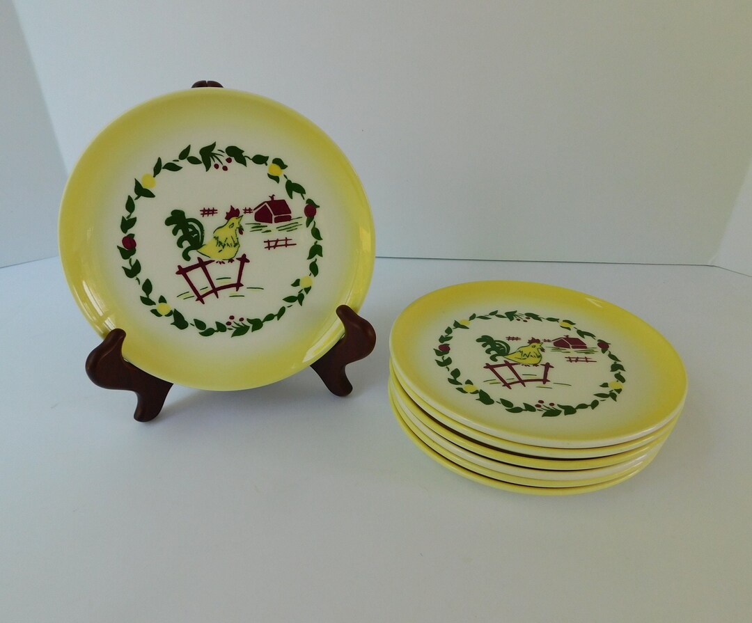 Set of 7 1950s Brock California Farmhouse Yellow Bread and Butter ...