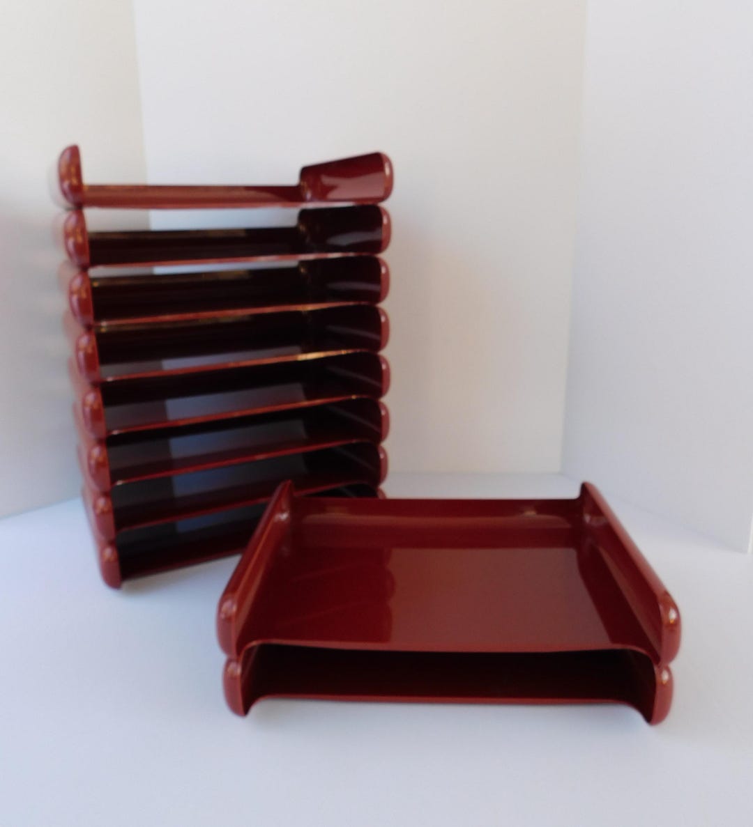 ONE PAIR of Vintage Rust 1980s Eldon Stacking Paper Trays, Letter Trays ...