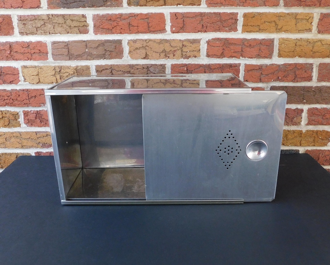 Vintage Hoosier Metal Bread Box Drawer With Sliding Door, Drawer Liner ...