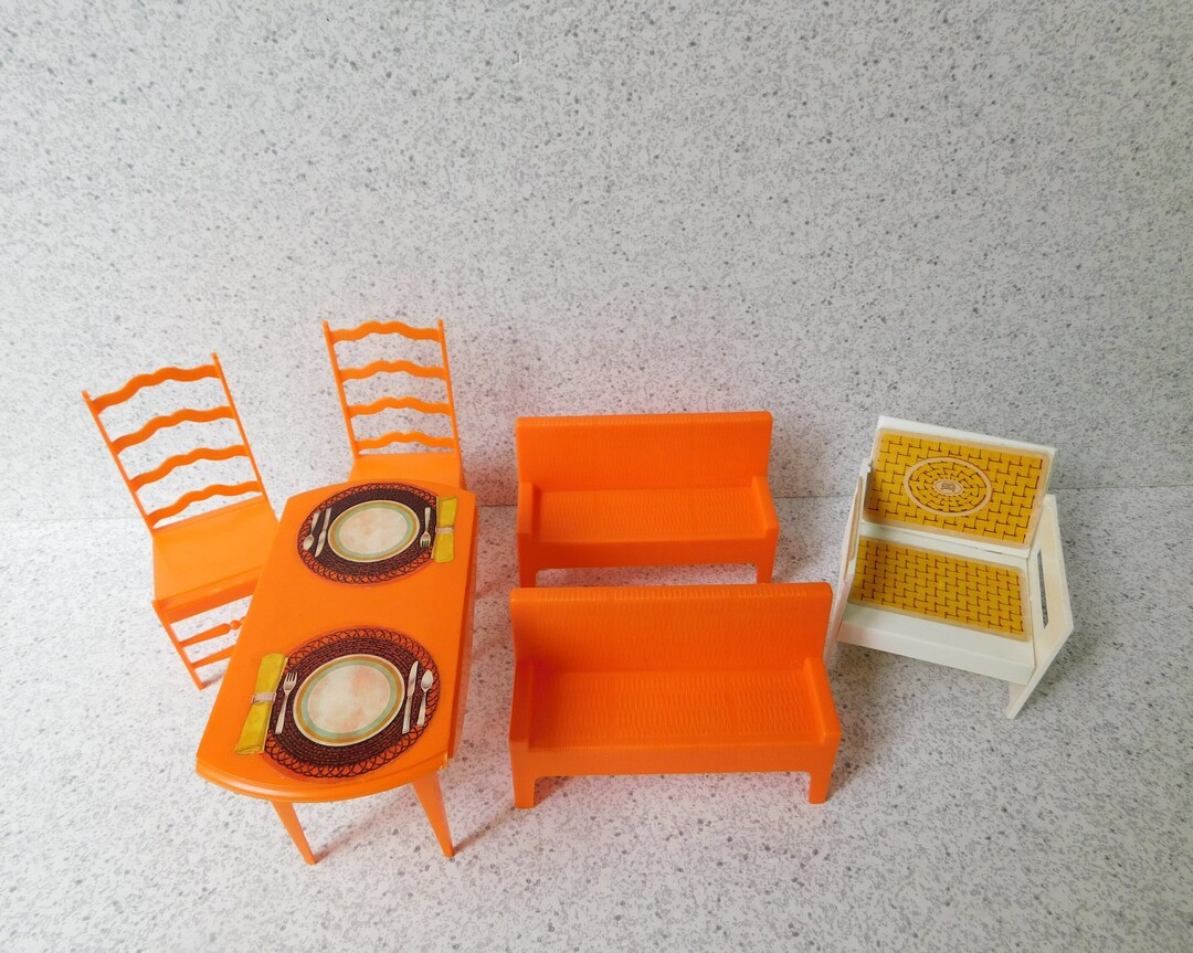 Assortment of Vintage 1970s Mattel Barbie Dollhouse Furniture, Lively ...
