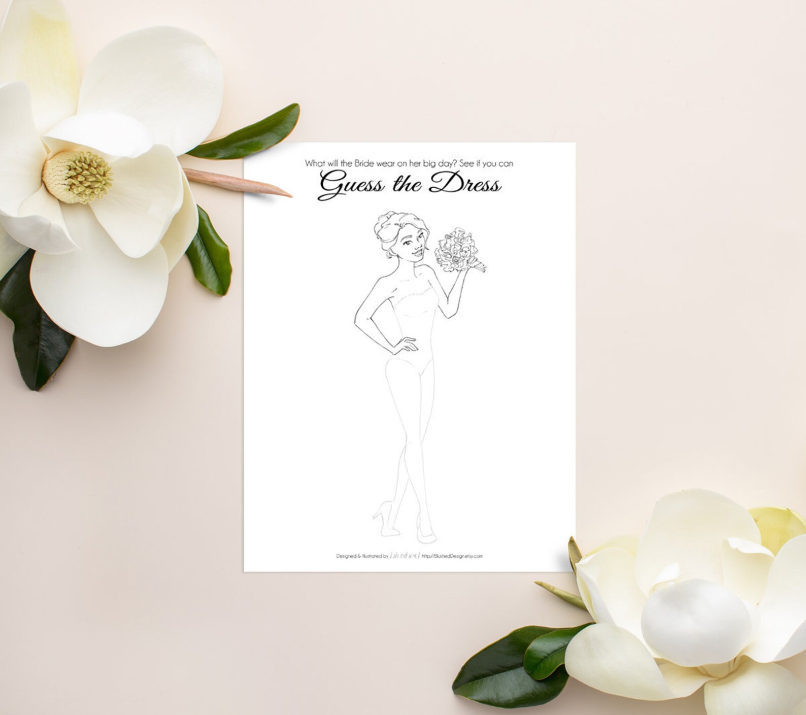 Guess the Dress Bridal Shower Game Printable Bridal Shower Game Unique Bridal Shower Game ...