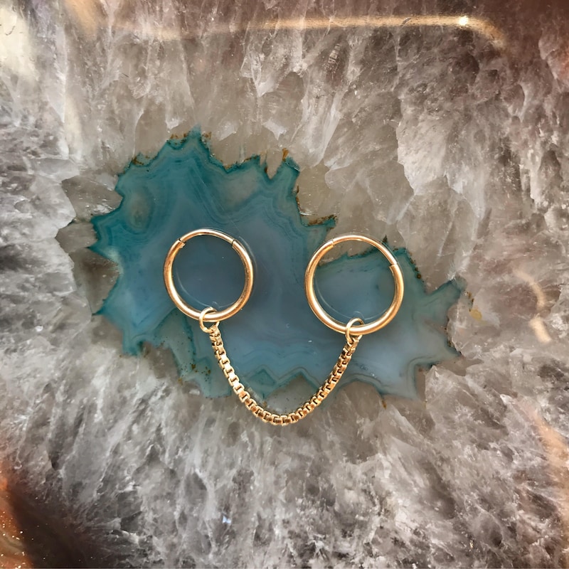 Double Piercing Chain Earrings - Etsy