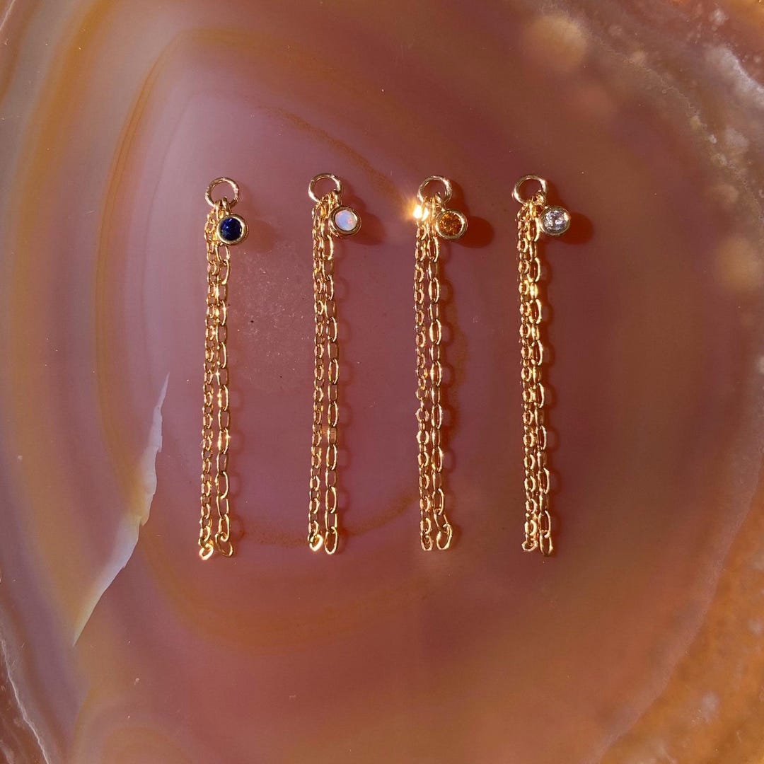 Gold Filled Piercing Charm - Cartilage Earring Chain - Dangle Drop ...