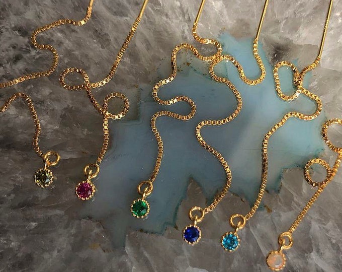 SYRA// Large Gemstone Ear Threads Turquoise Threaders Long Hammered ...