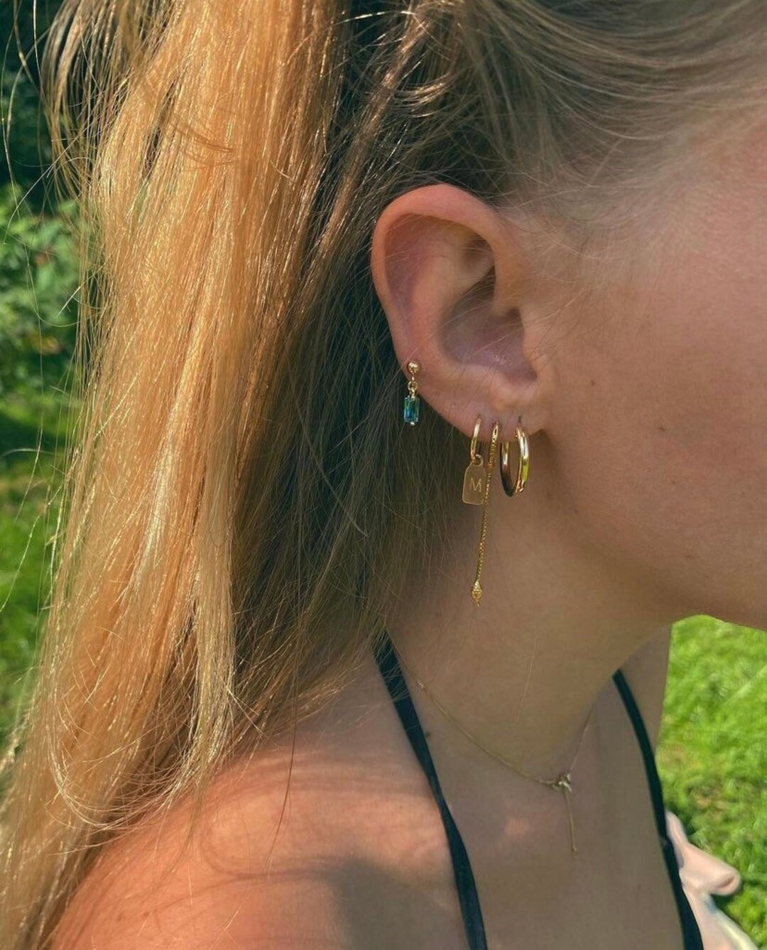 Gold Tag Earrings Initial Hoop Earrings Gold Filled - Etsy