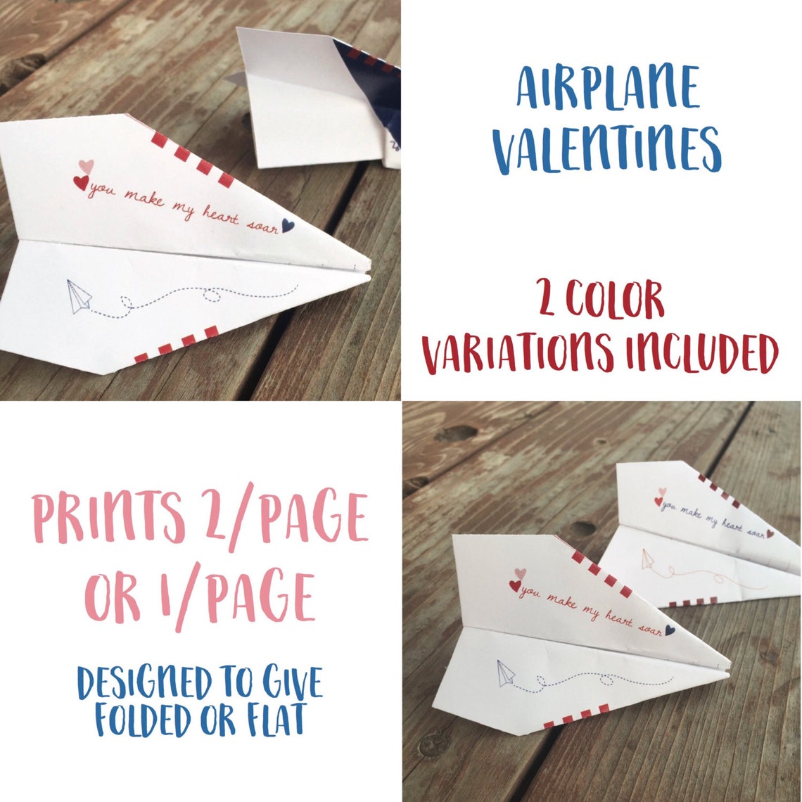 Instant Download DIY Valentine Paper Airplane. Paper Planes. - Etsy