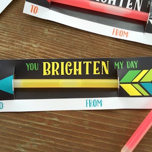 Instant Download DIY Kids Valentine Cards. Glowstick Valentine Cards ...