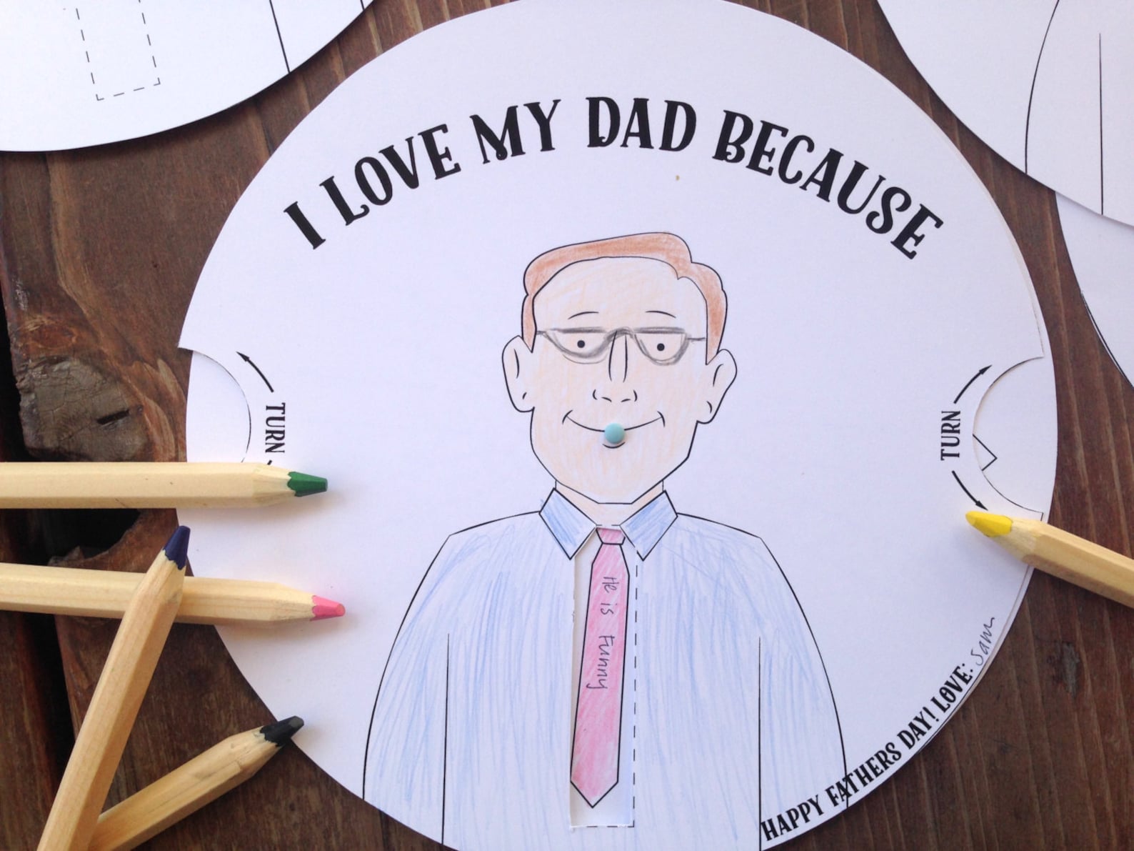 Instant Download DIY Father's Day Rotating Card. Children's Father's ...