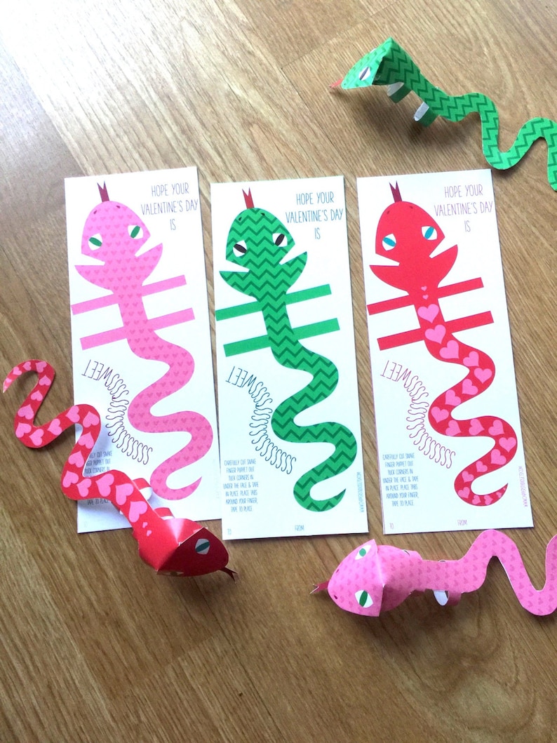 Instant Download Snake DIY Valentine Cards. Printable - Etsy