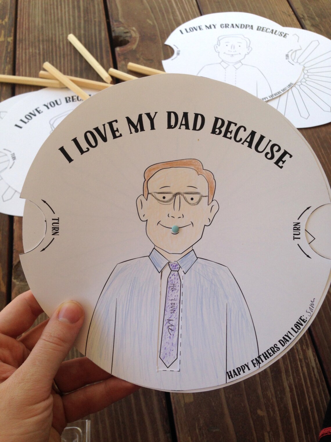 Instant Download - DIY Father's Day Rotating Card. Children's Father's ...