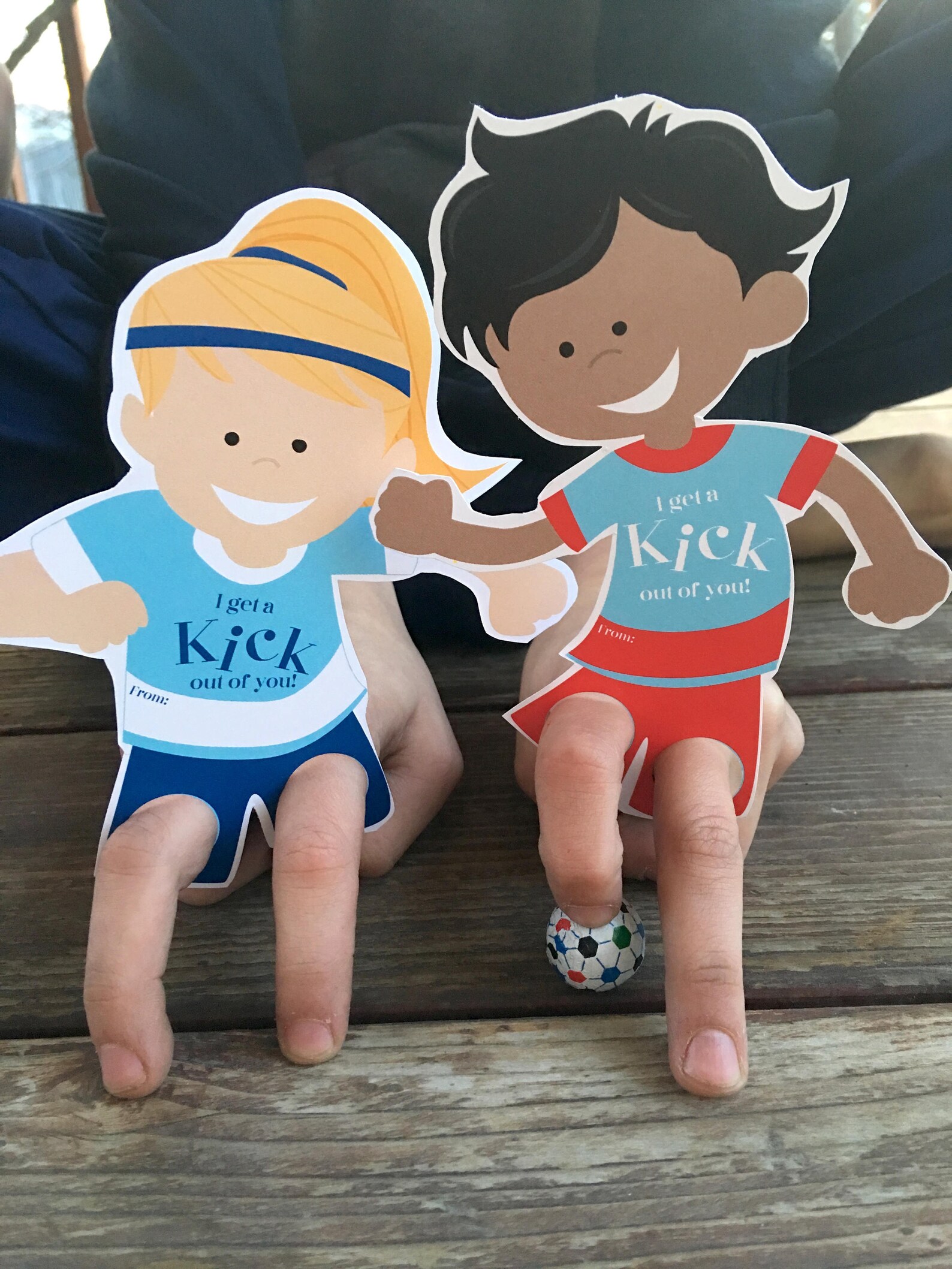 Instant Download Kid Valentine Cards. Finger Puppet. Soccer Valentine ...