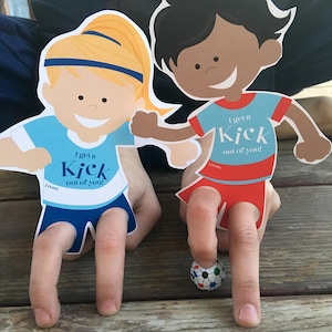 Instant Download Kid Valentine Cards. Finger Puppet. Soccer Valentine ...