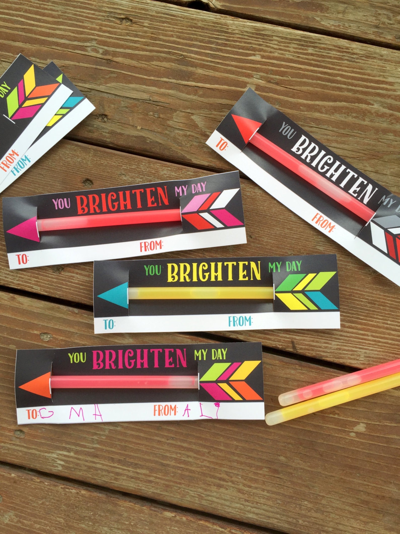 Instant Download DIY Kids Valentine Cards. Glowstick Valentine Cards ...