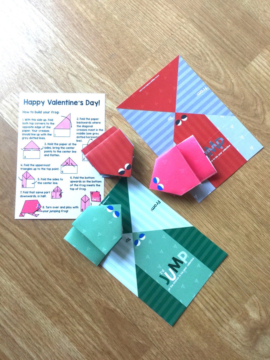 Instant Download- Printable Valentine Frog Cards for Children. Jumping ...