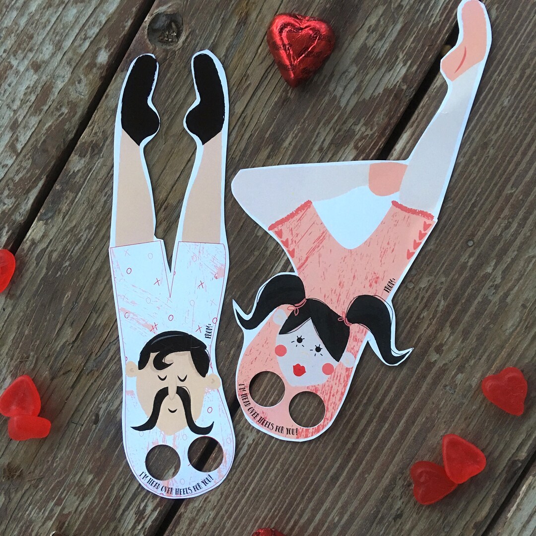 Instant Download DIY Valentine Cards. Finger Puppet. Valentine Acrobat ...
