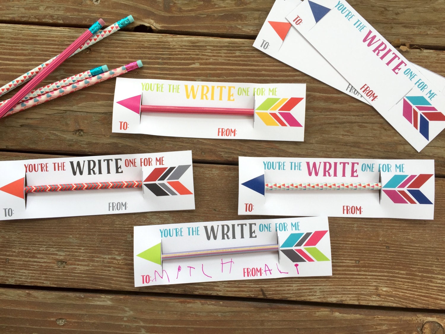 Instant Download Pencil DIY Kids Valentine Cards. School | Etsy