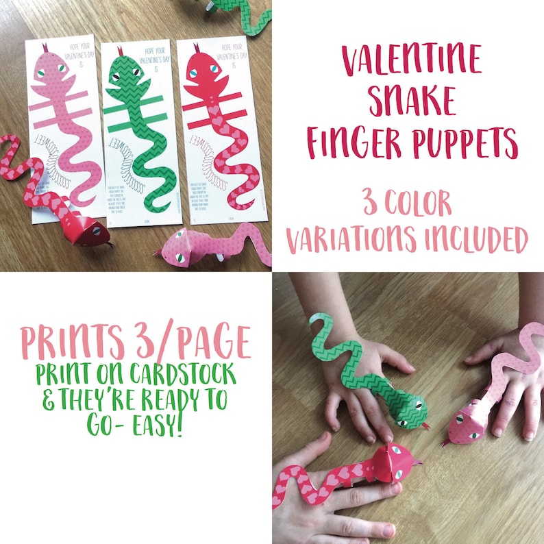 Instant Download Snake DIY Valentine Cards. Printable - Etsy