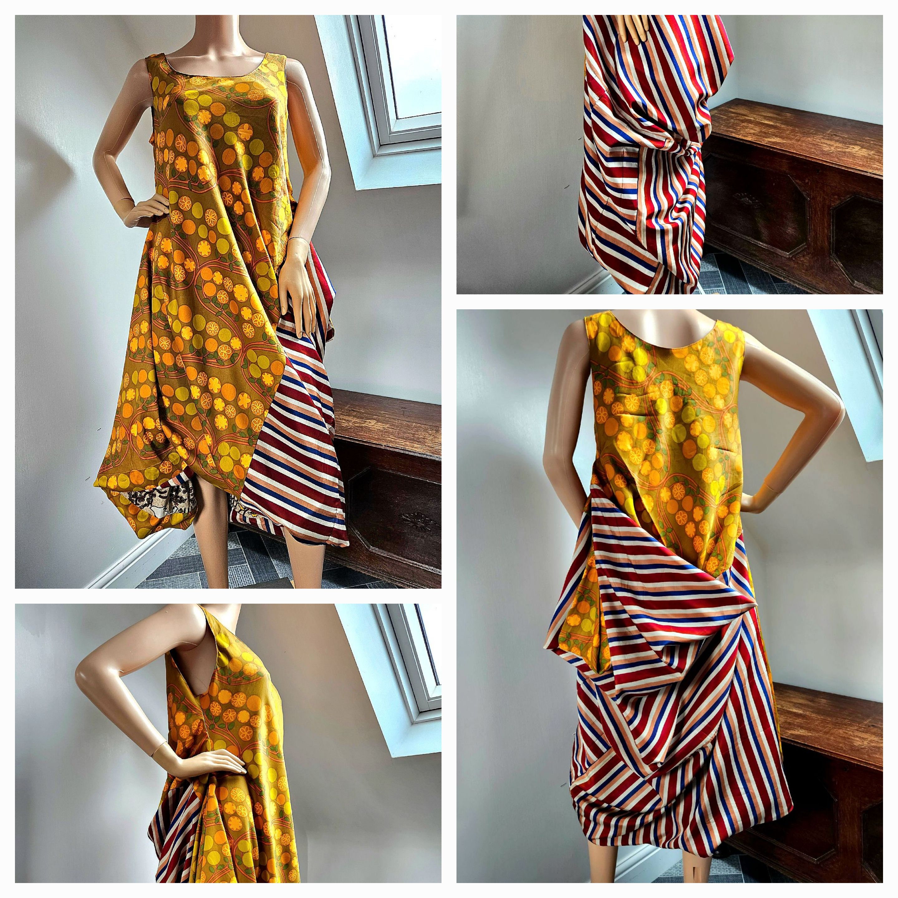 Upcycled Vintage Fabric Parachute Style Dress UK 16/18 - Etsy