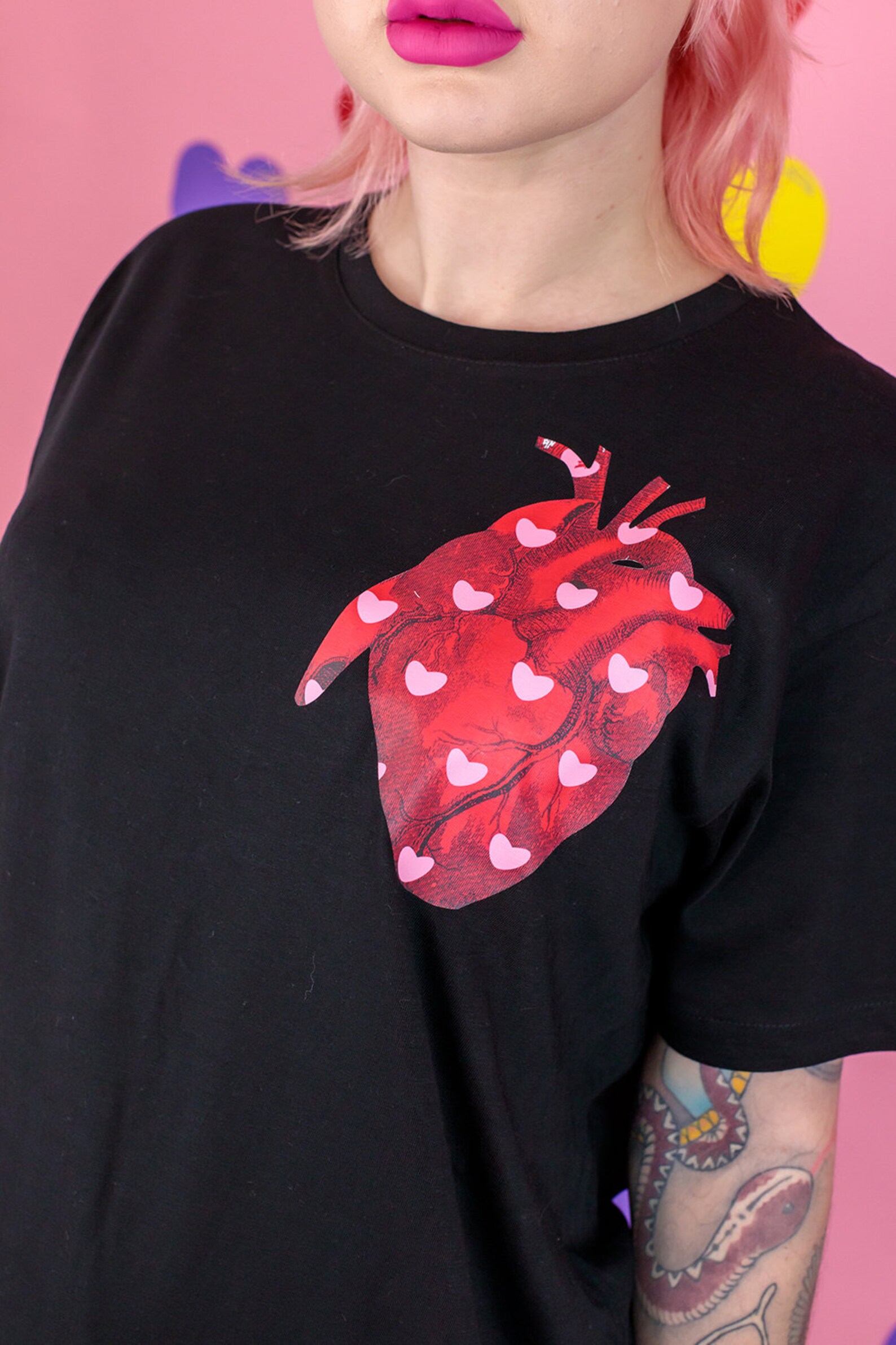 Anatomy Heart Black Pocket Tee Heart Print Tshirt Heart Tee - Etsy UK
