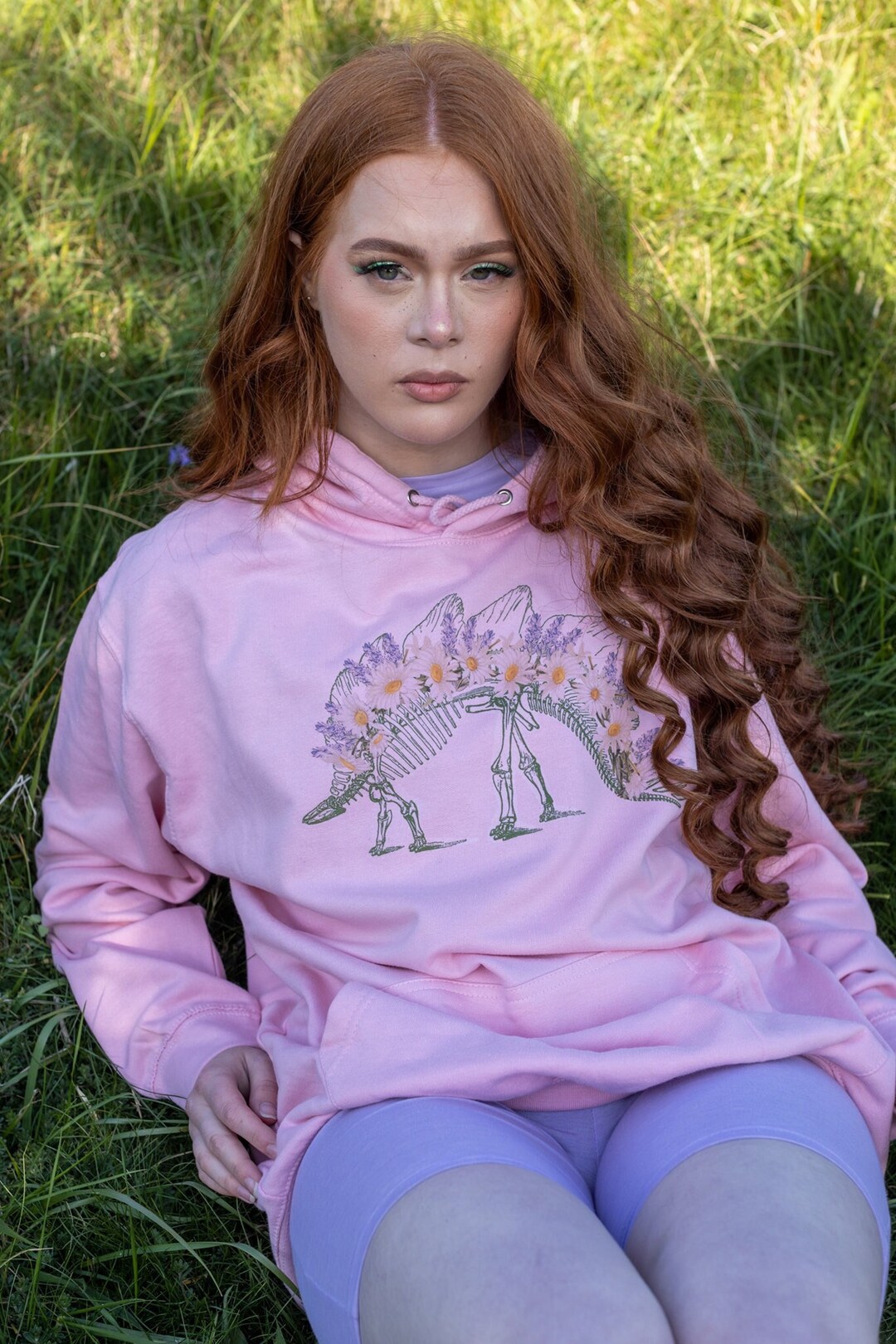 Daisy Dinosaur Pink Hoodie Pastel Goth Soft Goth Grunge Kawaii Cute ...